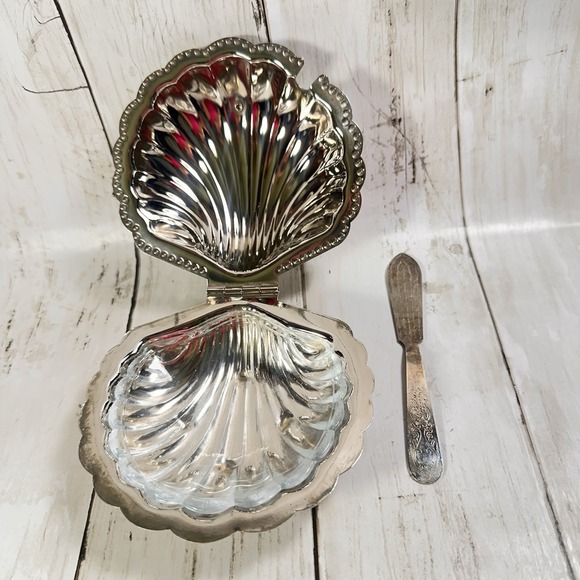 Leonard | Dining | Vtg Leonard Silver Plate Clam Shell Butter Caviar ...